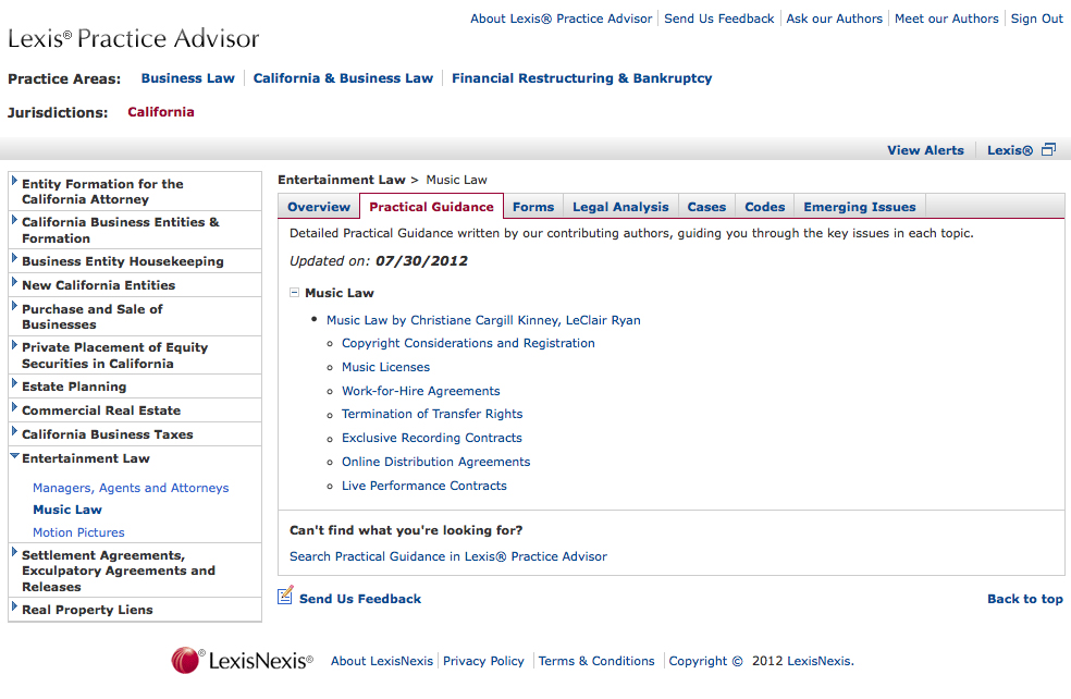 Lexis Practice Advisor Adds California Module Addressing Jurisdiction-specific Transactional ...